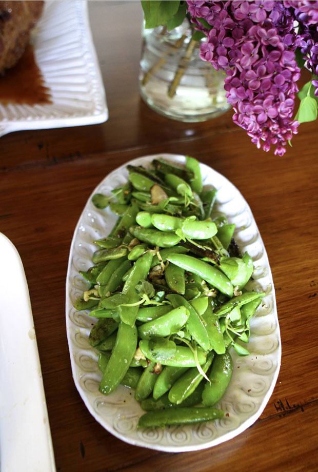 Sautéed Snap Peas with Green Garlic