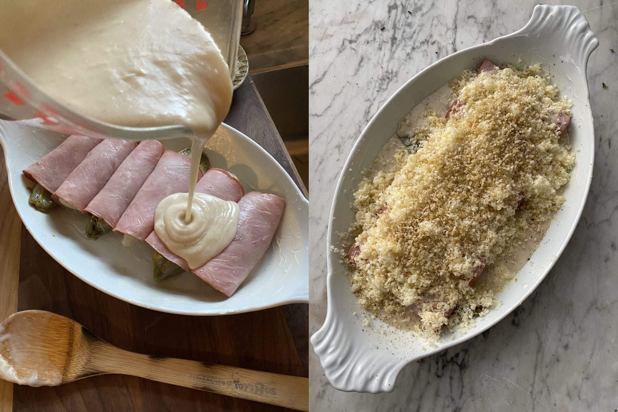 Braised Endive with Ham and Gruyere